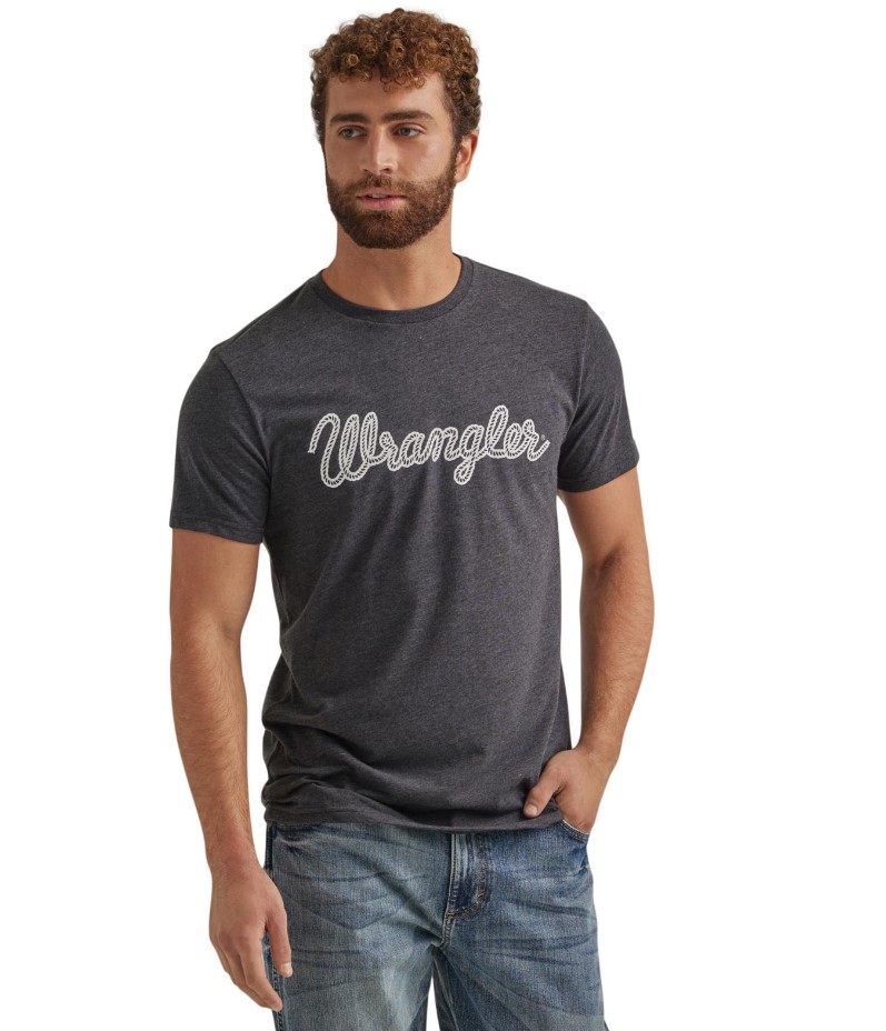 Wrangler T Wrangler Rope Logo Grey
